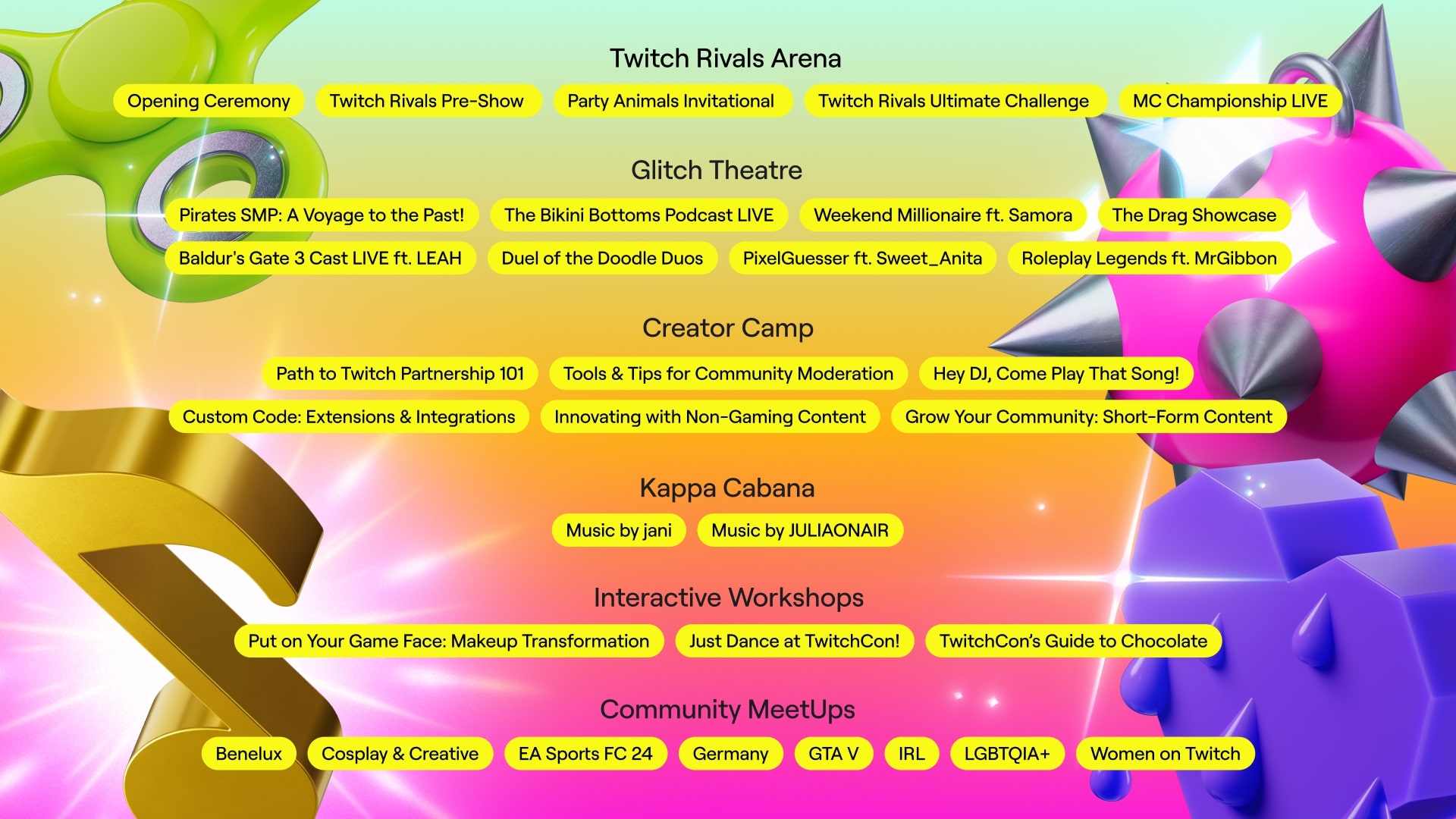 Schema en featured streamers TwitchCon aangekondigd